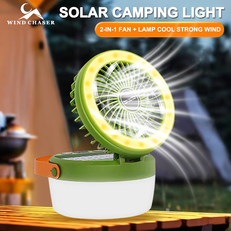 Solar Camping Lights Multi-function Fan Rechargeable Emergency Light ...