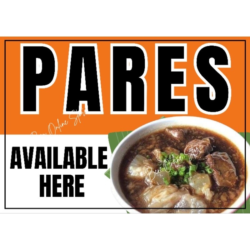 PARES SIGNAGE, FOOD SIGNAGE, STORE SIGNAGE LAMINATED/ PVC A4 SIZE ...
