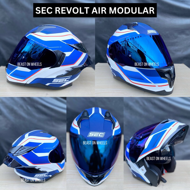 ORIGINAL SEC Revolt Revolt Air FullFace Helmet Dual Visor Flip up Full ...