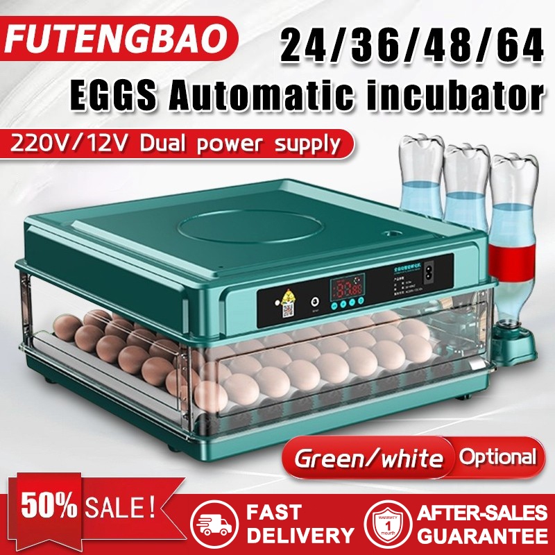 220V/12V Dual Power Egg Incubator,24/36/48/64 Egg Incub,Fully Automatic ...