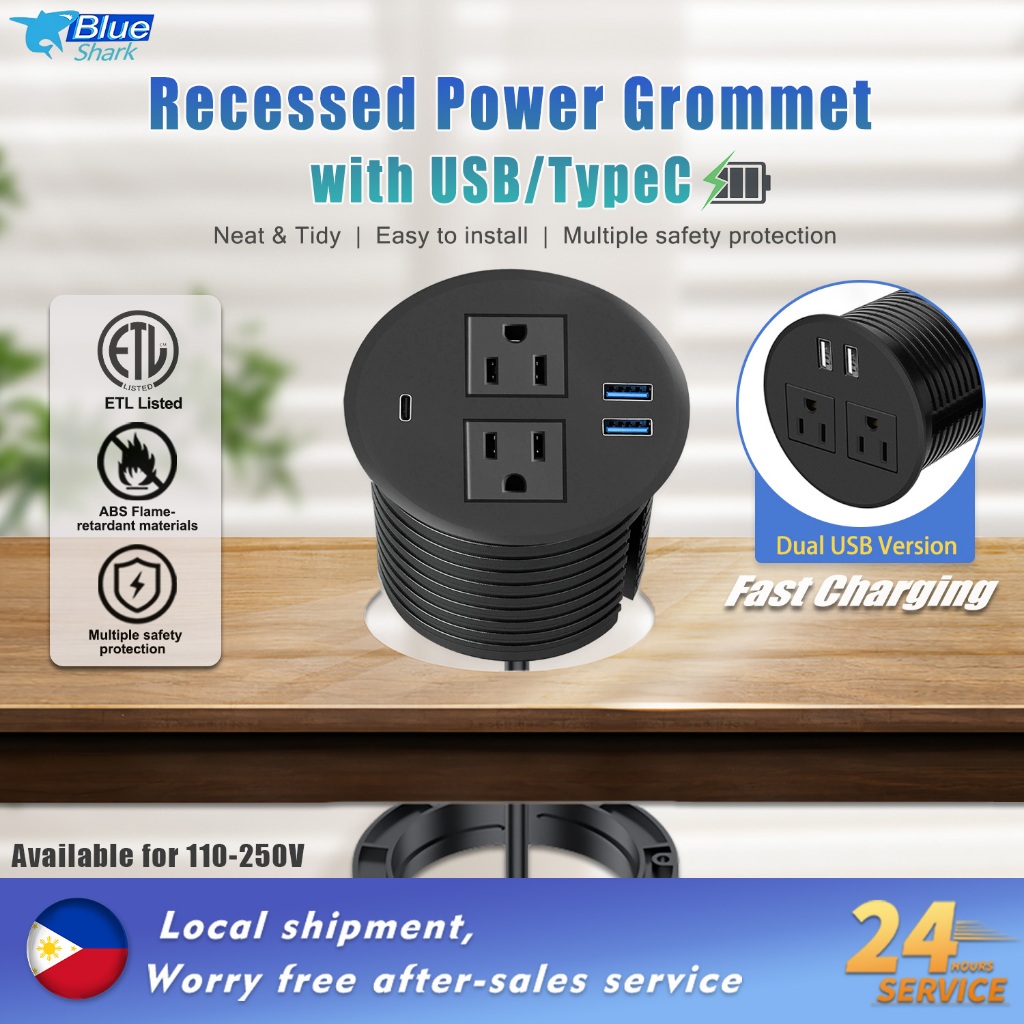 Hidden Socket Embedded Desk Power Grommet Extension Cord With USB 1 ...
