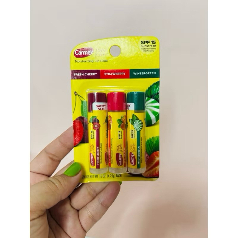 Carmex Daily Care Lip Balm Trio- ( Fresh Cherry,Strawberry,Wintergreen ...