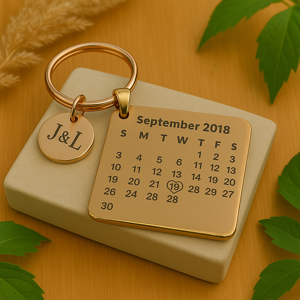 Personalized Calendar Keychain Custom Engraved Gift for Anniversary ...