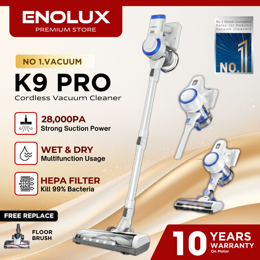 Enolux K9 Pro Cordless Vacuum 28000Pa Powerful Suction | Wet & Dry ...
