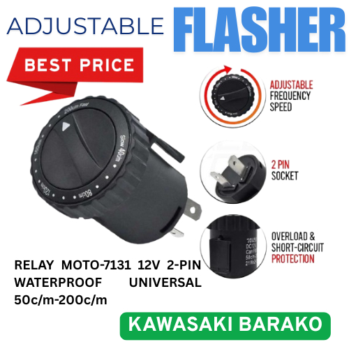 KAWASAKI BARAKO ADJUSTABLE FLASHER RELAY MOTO-7131 12V 2-PIN WATERPROOF ...