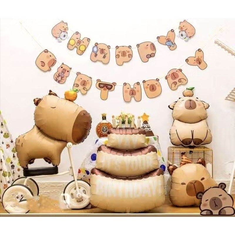 Capybara Theme Happy Birthday Party Decorations Supplies Balloons ...