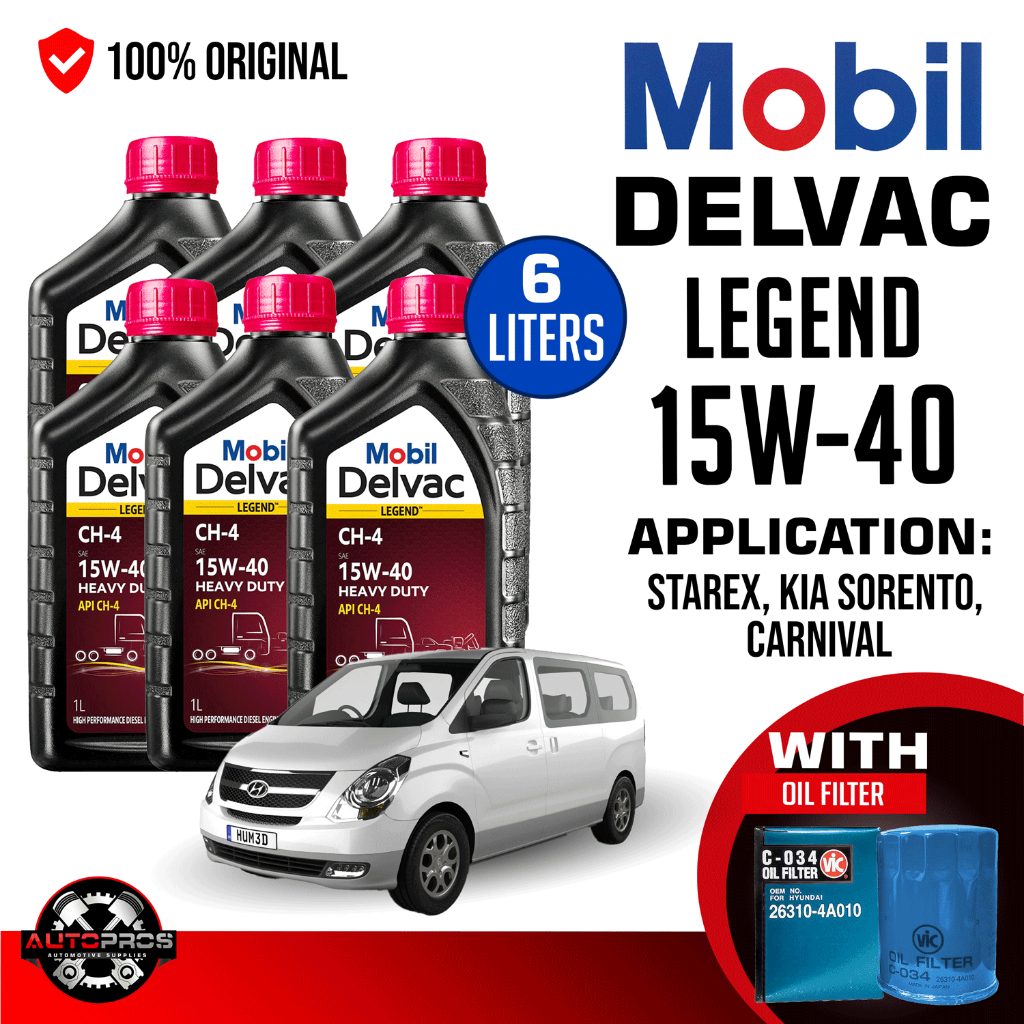 Mobil Delvac Legend 15W-40 Heavy Duty Diesel Oil 6 Liters for Hyundai ...