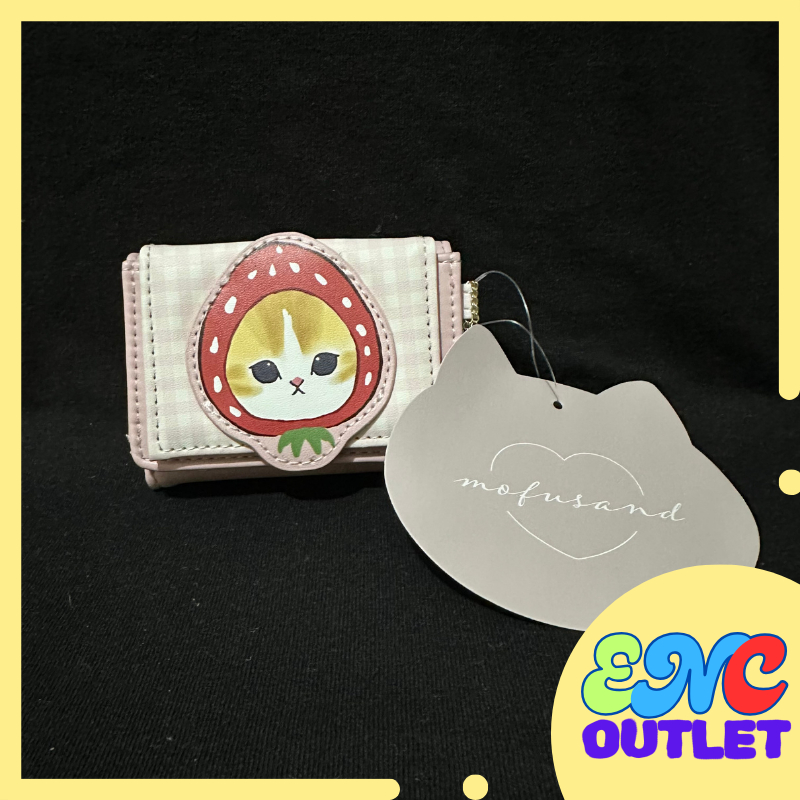 mofusand Folding Mini Wallet Beige Color Strawberry Cat Original ...