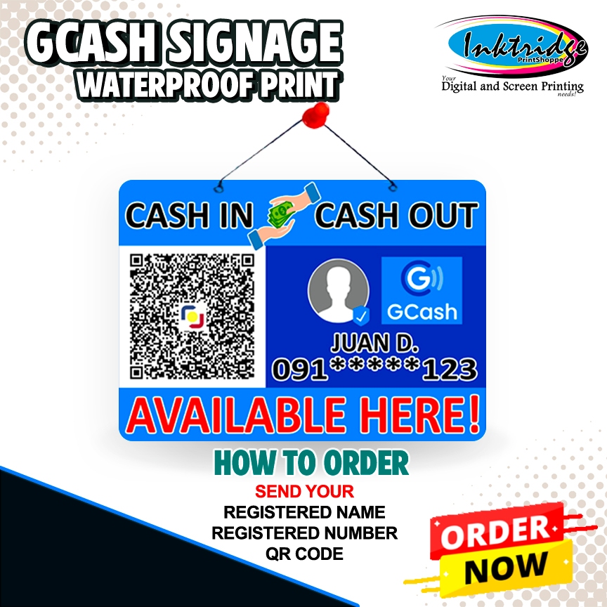 GCASH CASH IN CASH OUT Signages | Scan to Pay QR Code | Waterproof ...