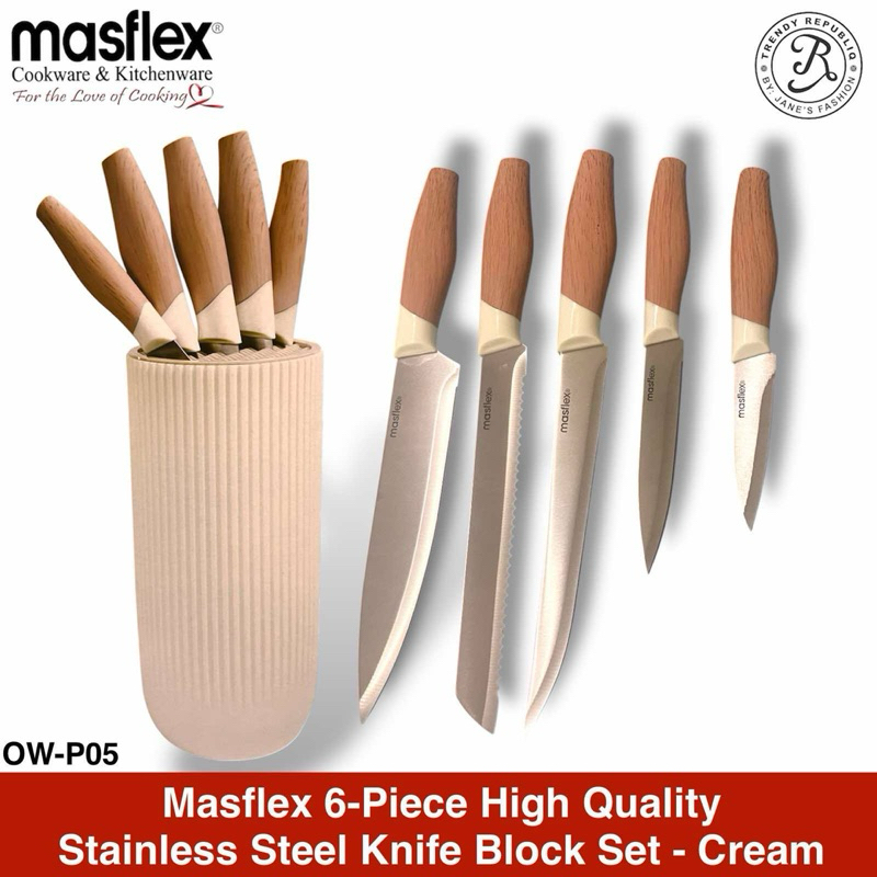 Masflex Original Heavy Duty 6 Piece Knife Block Set Stainless Steel ...