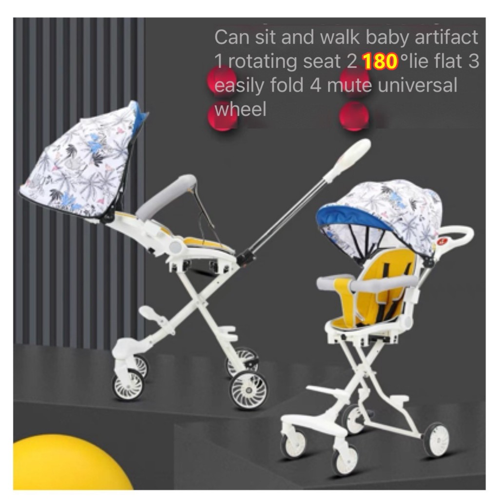 baby's car strollers can sit and lie two-way trolley walker for baby ...