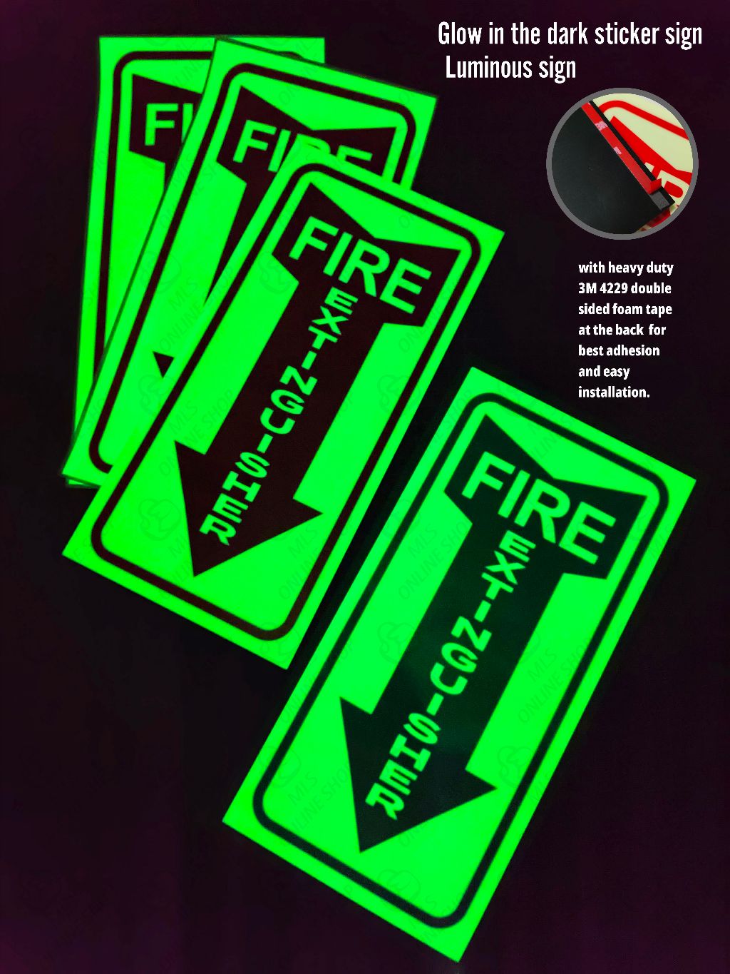 Fire Extinguisher Sign Glow in the Dark Red/Green Vinyl Printed Sticker ...