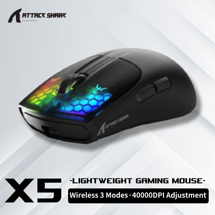 ATTACK SHARK X5 Wireless Gaming Mouse 49g Ultralight Tri-mode 2.4Ghz ...