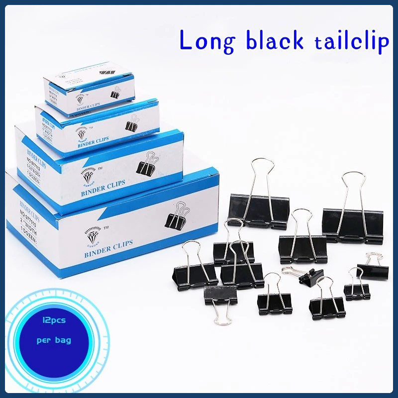 Black Binder Clips Paper Multipurpose Fold Back Clip Metal black Binder ...