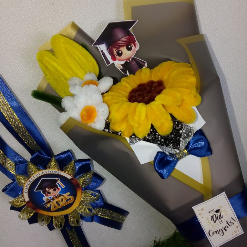 fuzzy wire graduation bouquet and lei garland set | Shopee Philippines