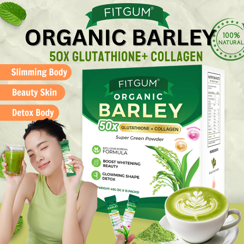 Fitgum Barley Grass Powder Natural Organic X50 Glutathione Collagen ...