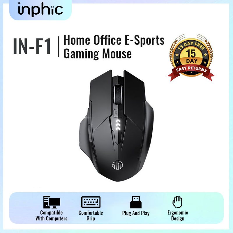 INPHIC F1 Wireless Mouse Rechargeable 500mAh Adjustable 1600DPI Ergonomic Silent Mouse For ...