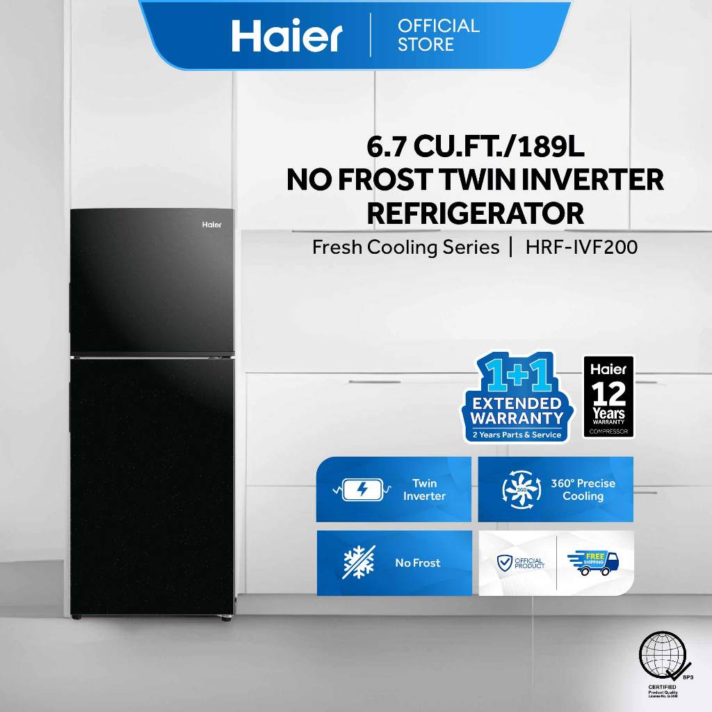 Haier HRF-IVF200 6.7cu.ft. / 189L Fresh Cooling No Frost Twin Inverter ...
