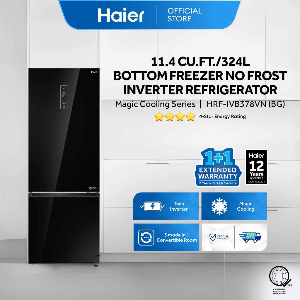 Haier HRF-IVB378VN (BG) 11.44 cu.ft./324L No Frost Twin Inverter Two ...