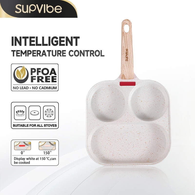 SUPVIBE 3In1 Non Stick Egg Pan Frying Pan Breakfast Pan With Heat ...