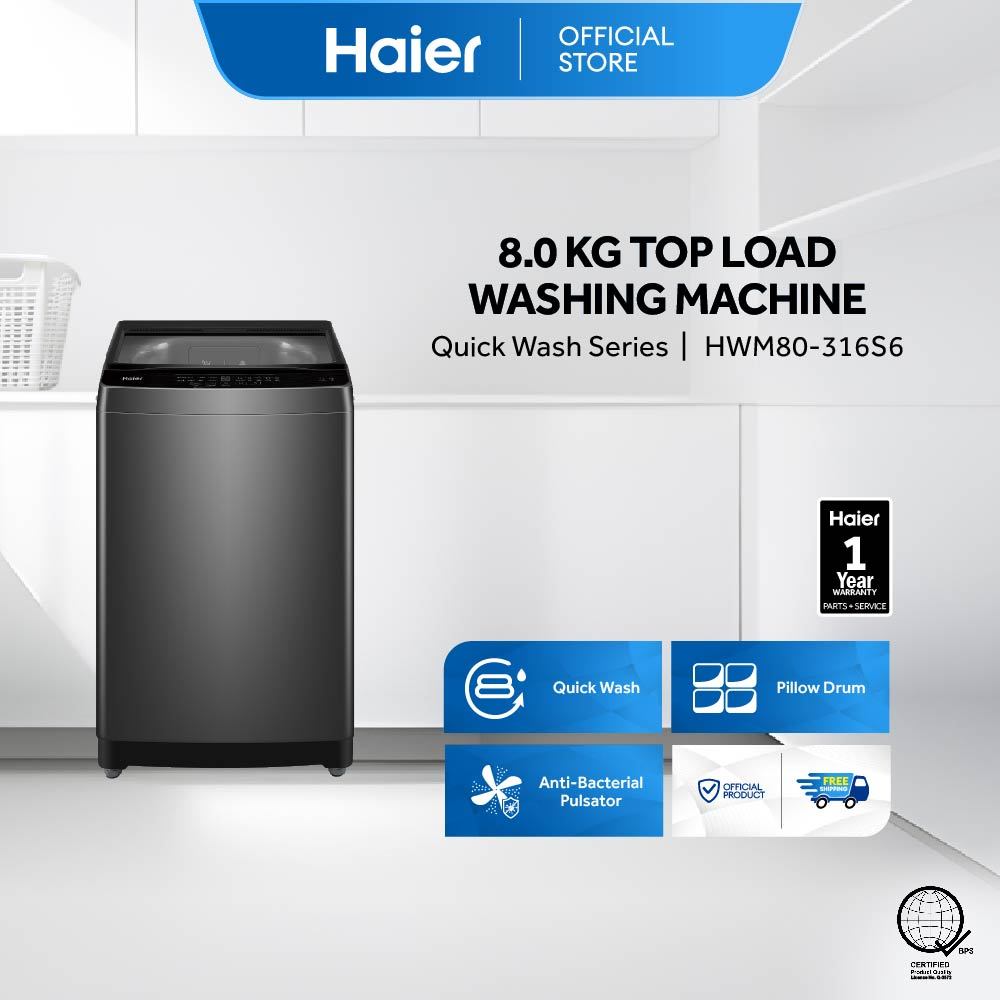 [NEW] Haier HWM80-316S6 8.0 Kg Quick Wash Fully Automatic Top Load ...