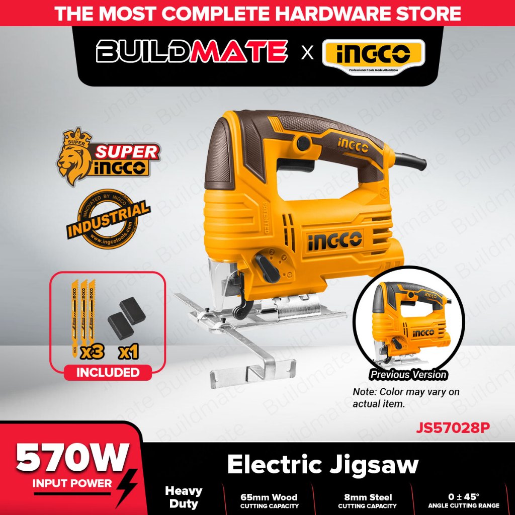 Buildmate x INGCO Electric Jig Saw Jigsaw 570W with 3 Blades JS57028P ...