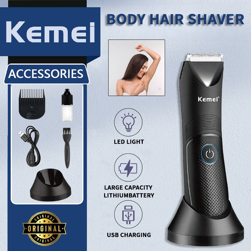 Kemei Body Hair Shaver Rechargeable Trimmer Waterproof Hair Clipper Armpit Hair Shaver KM-1838 ...
