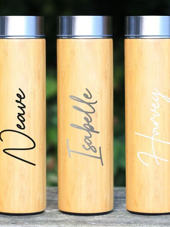 PERSONALIZED Bamboo Tumbler Vacuum Insulated 350ml 400ml 500ml ...