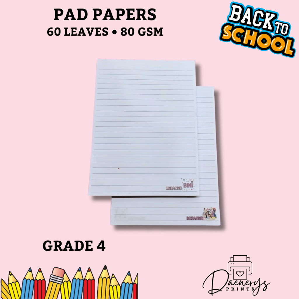 60 sheets Personalized Pad Paper | Intermediate & Grade 4 | Daenerys ...