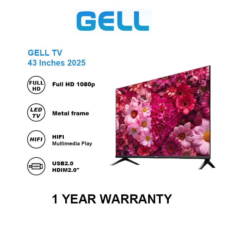 GELL 43 Inch Full HD LED TV Boundless Screen 43 inch Flat Screen TV ...