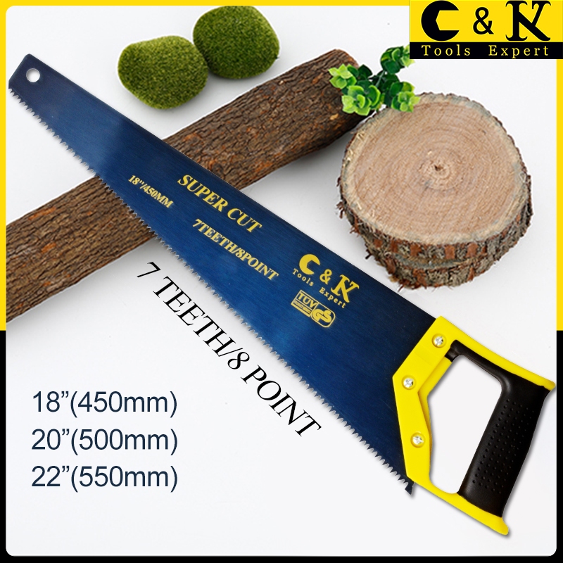 C&K Handsaw 7TEETH/8POINT TPR Handle 18"/20"/22" Hand Saw For Wood Tree ...