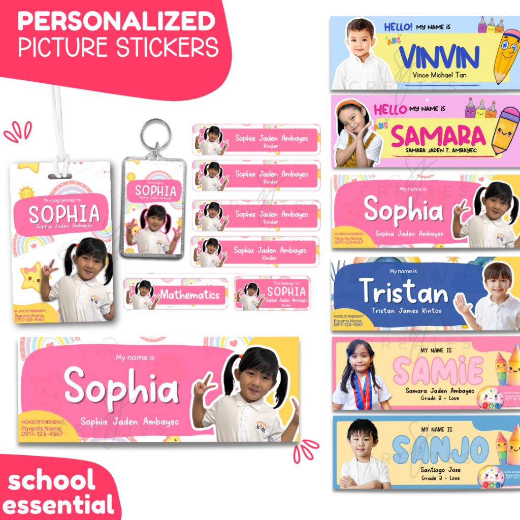 Personalized Picture Stickers with Name for Kids | Back to School ...