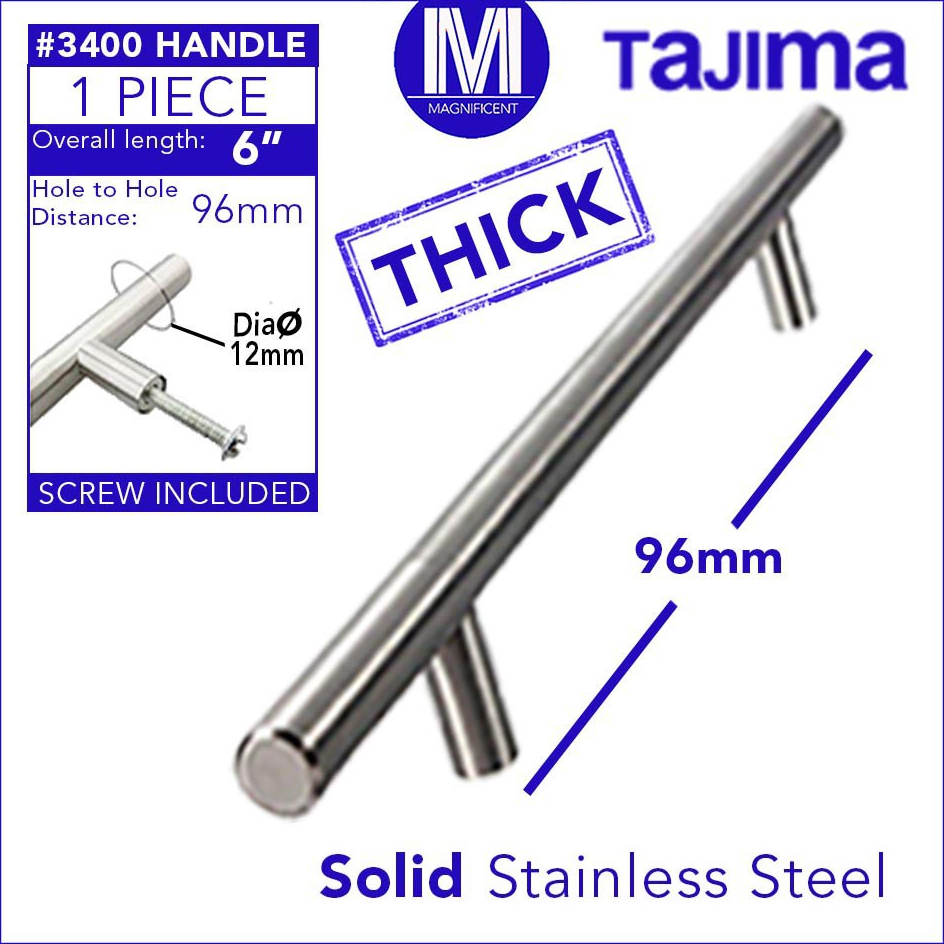 Tajima Stainless Solid 12mm Diameter T Bar Cabinet Handle (1 Piece ...
