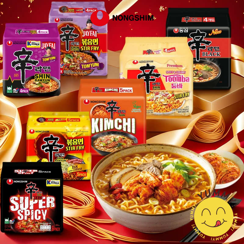 NONGSHIM Shin Ramen - Toomba, Black, Kimchi, Stir-Fry Cheese, Super ...