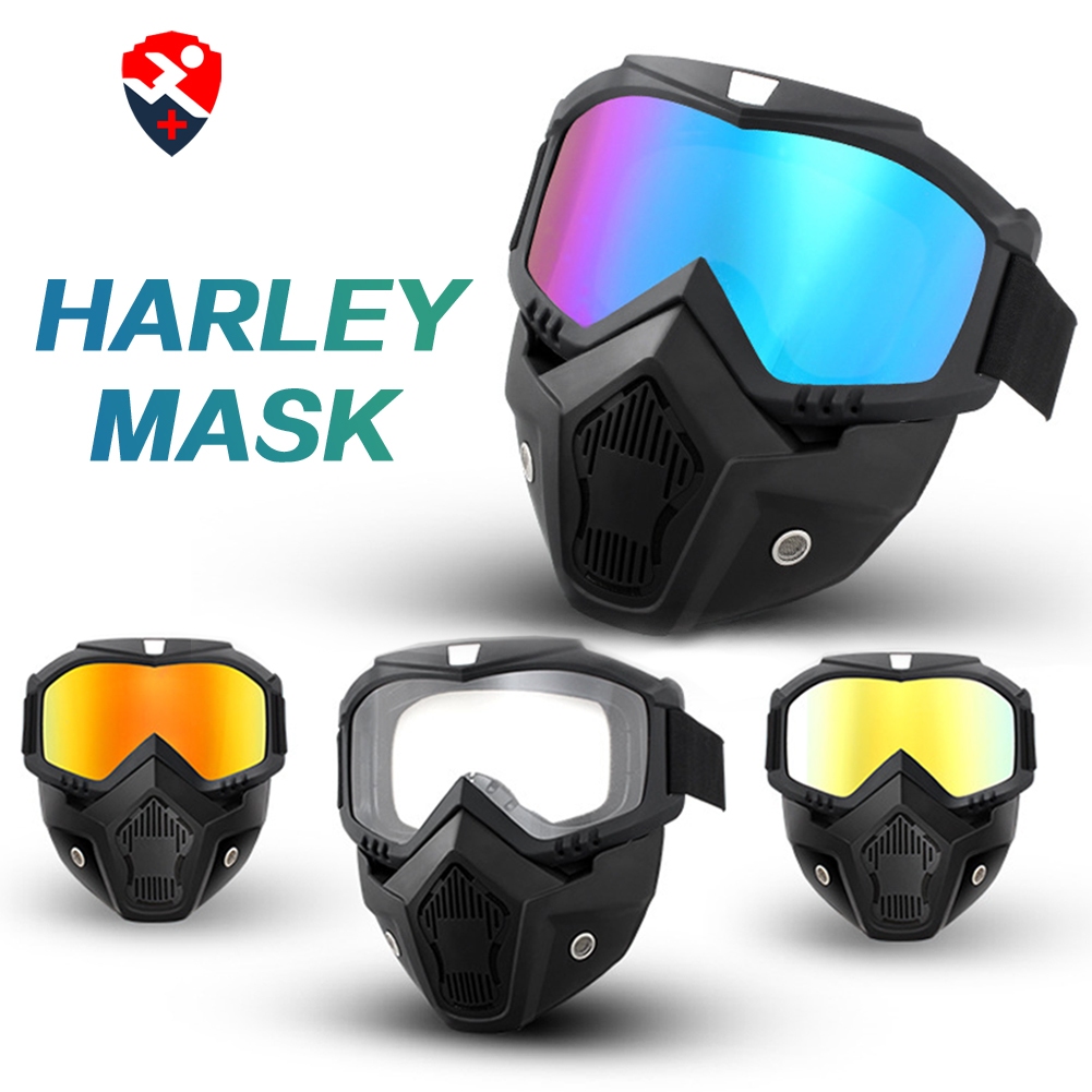 Motorcycle Goggles Mask with Removable Lens Head-mounted Full Face ...