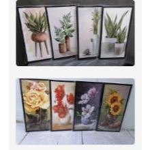 [VS]4PCS WALL FRAME SIMPLE PAINTINGS PAPER FRAMES FLOWERS & LEAVES ...