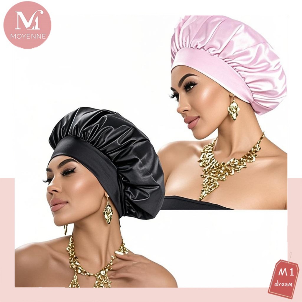 Sleep Cap Long Hair Care Women Silk Head Wrap Soft Nightcap Shower Cap ...