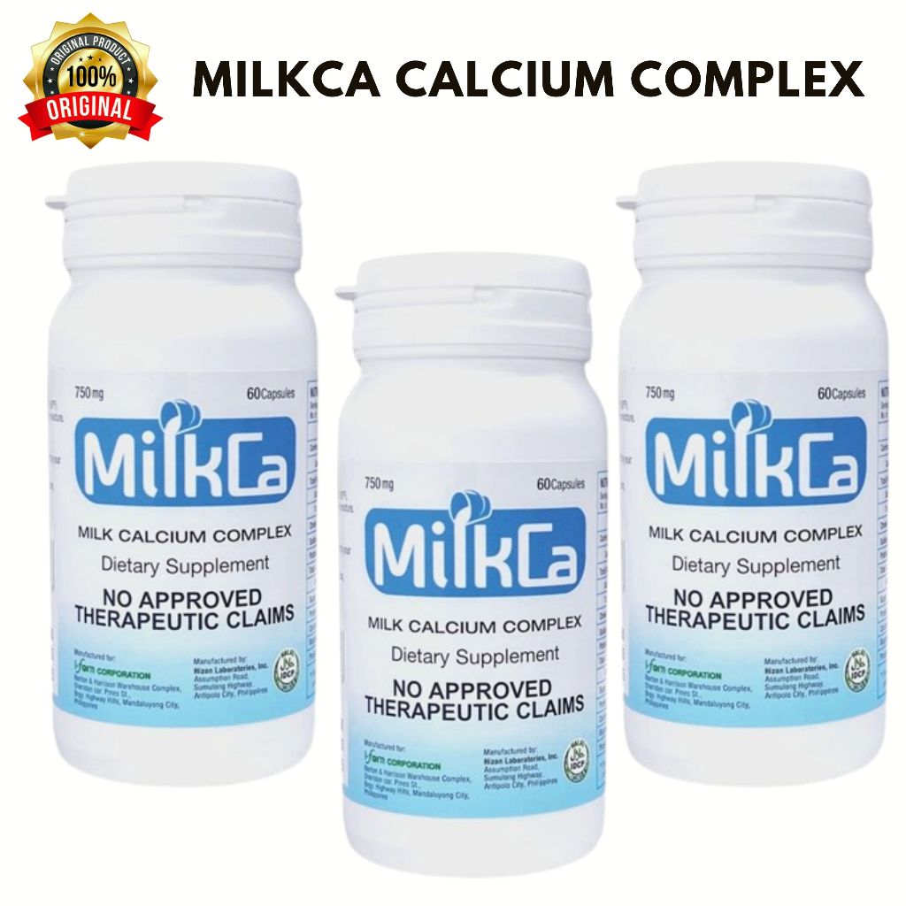 100% Authentic Milkca Milk Calcium 60 Capsules (3 bottles) | Shopee ...