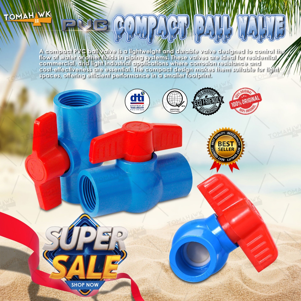 TOMAHAWK PVC WATER PIPE PLASTIC BALL VALVE WATER STOP SWITCH WATER PIPE ...