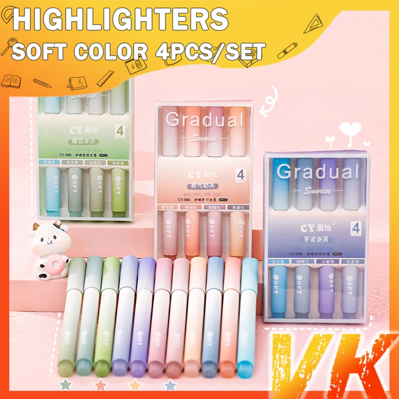 VK Gradual Highlighter Pens Cute Painting Tools Students Markers Korean ...