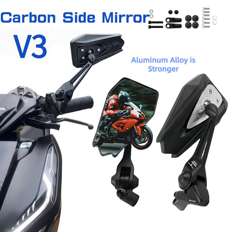 UNIVERSAL Street King Motorcycle Side Mirror V2/V3 Foldable Anti-glare ...