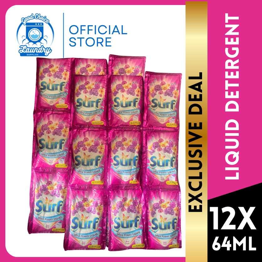 SET OF 12 SURF LAUNDRY LIQUID DETERGENT ROSE FRESH 64ML | Shopee ...