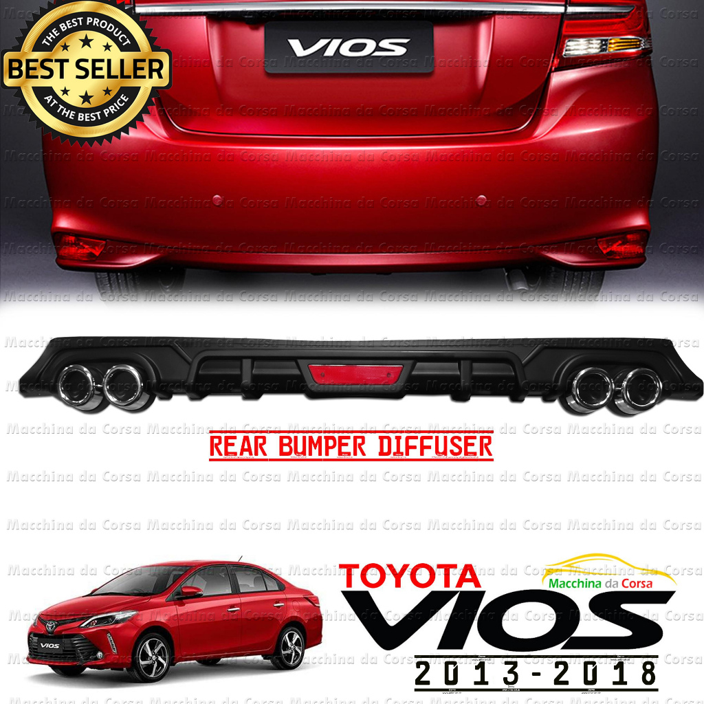 Toyota Vios 3RD GEN SUPERMAN Rear Bumper Lip Diffuser (Matte Black ...