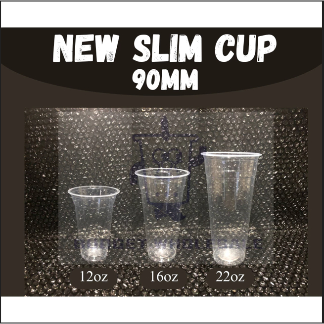 [100pcs] Plastic PP Slim Y Cup with Lids SET (12oz, 16oz, 22oz) 90mm ...