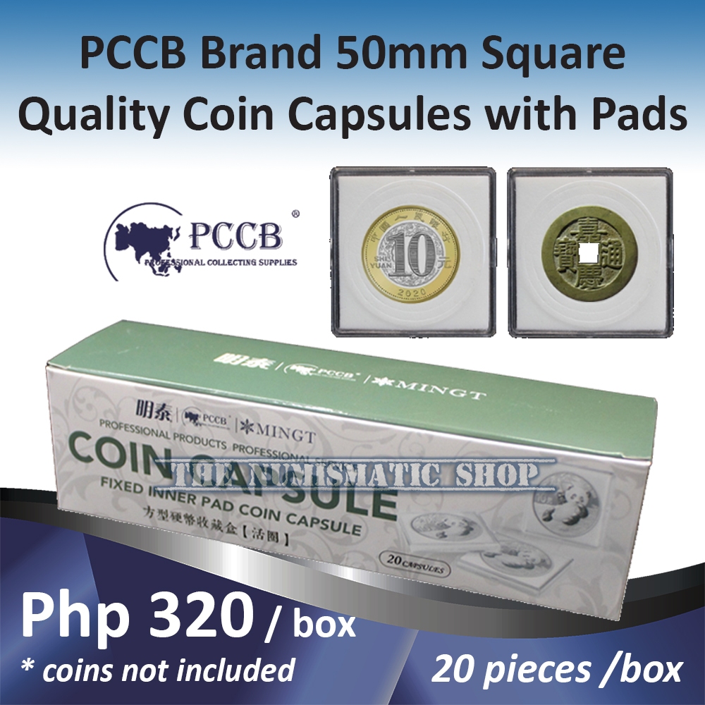 PCCB/MINGT-branded Square Acrylic Coin Capsules with Adjustable White ...