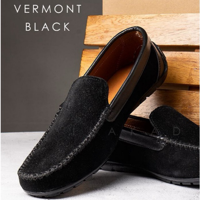 Ilakad Vermont Black Driving Loafer Shoes Mens Leather Slip on Shoes ...