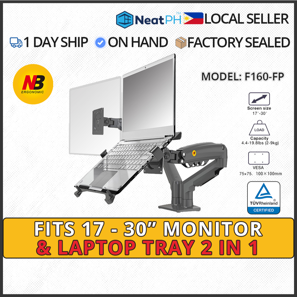 NB North Bayou Dual Monitor Arm Stand with Laptop Tray Full Motion F160 ...