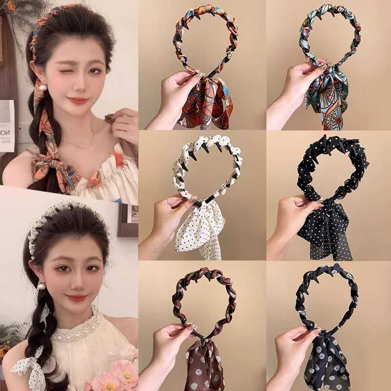 1pcs Floral Long Ribbon Headband Strap Vintage Chain Hair Hoop Elegant ...