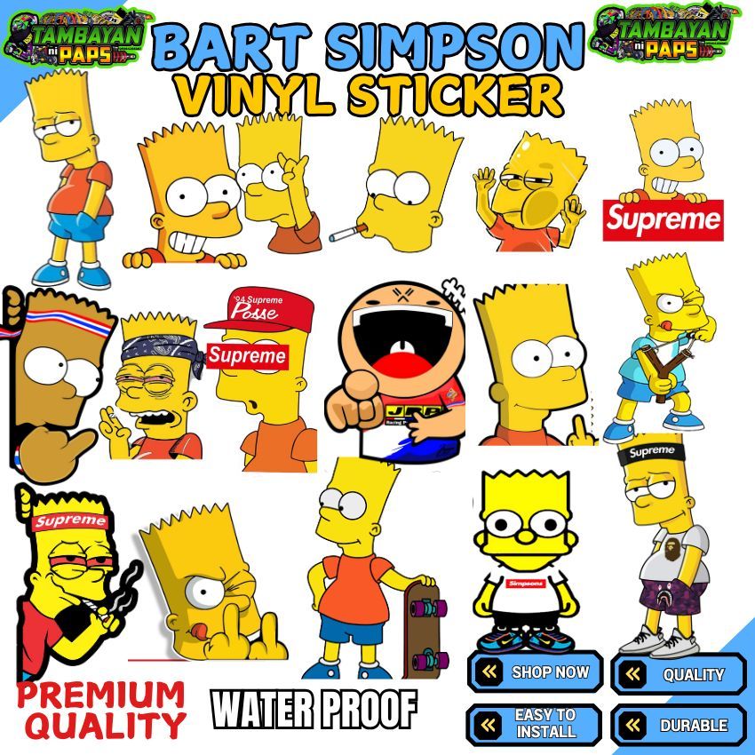 LAMINATED GLOSSY VINYL THAI STICKER BART & JRP EDITION WATER PROOF FOR ...