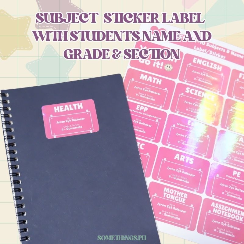 Customized Subject Sticker Label with Student’s Name and Grade ...